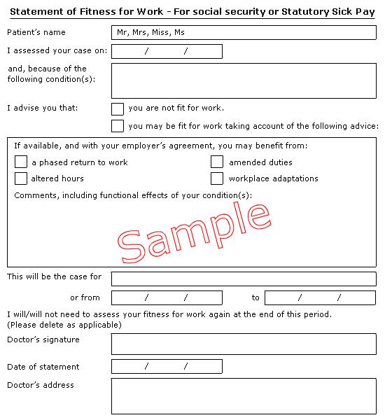 Meddygfa Cadwgan Cadwgan Surgery Fit Notes